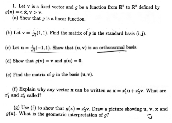 Solved 1. Let v is a fixed vector and g be a function from | Chegg.com
