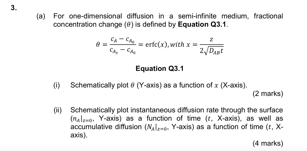 Solved (a) For one-dimensional diffusion in a semi-infinite | Chegg.com