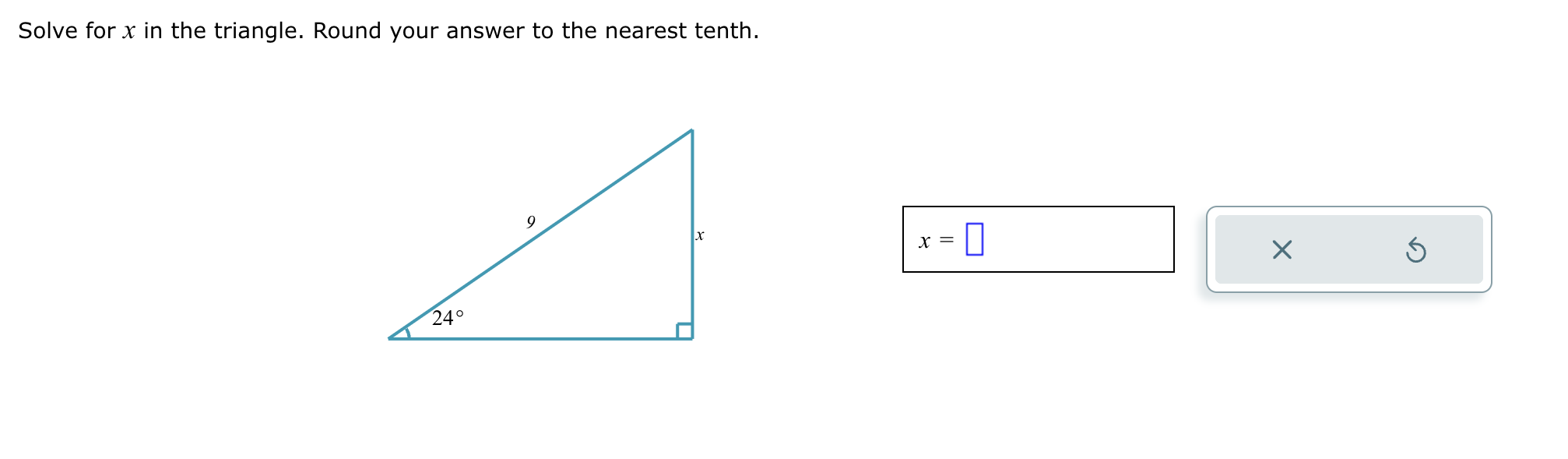 Solved Solve for x ﻿in the triangle. Round your answer to | Chegg.com