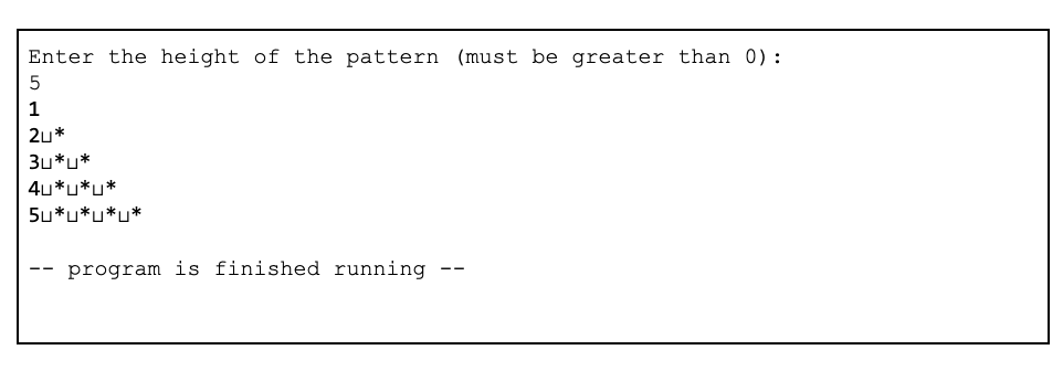 Solved Functionality This program will print out a pattern | Chegg.com