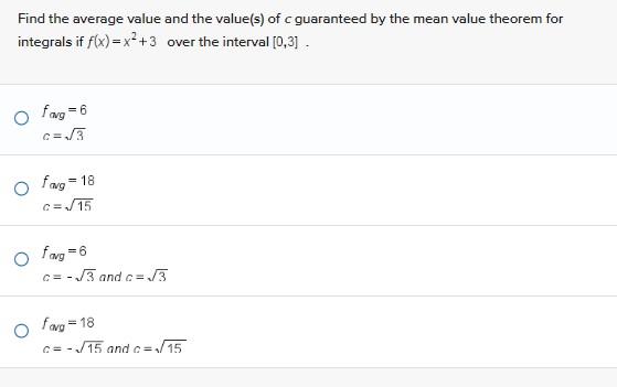 Solved Find the average value and the value(s) of c | Chegg.com