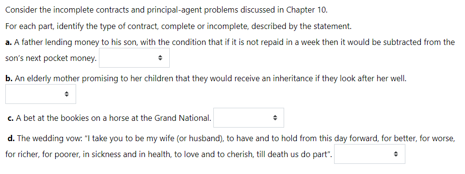 Solved Consider the incomplete contracts and principal-agent | Chegg.com