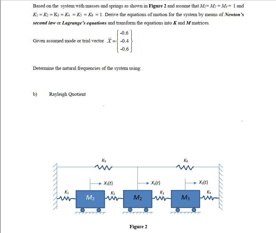 Solved Based on the system with masses and springs as shown | Chegg.com