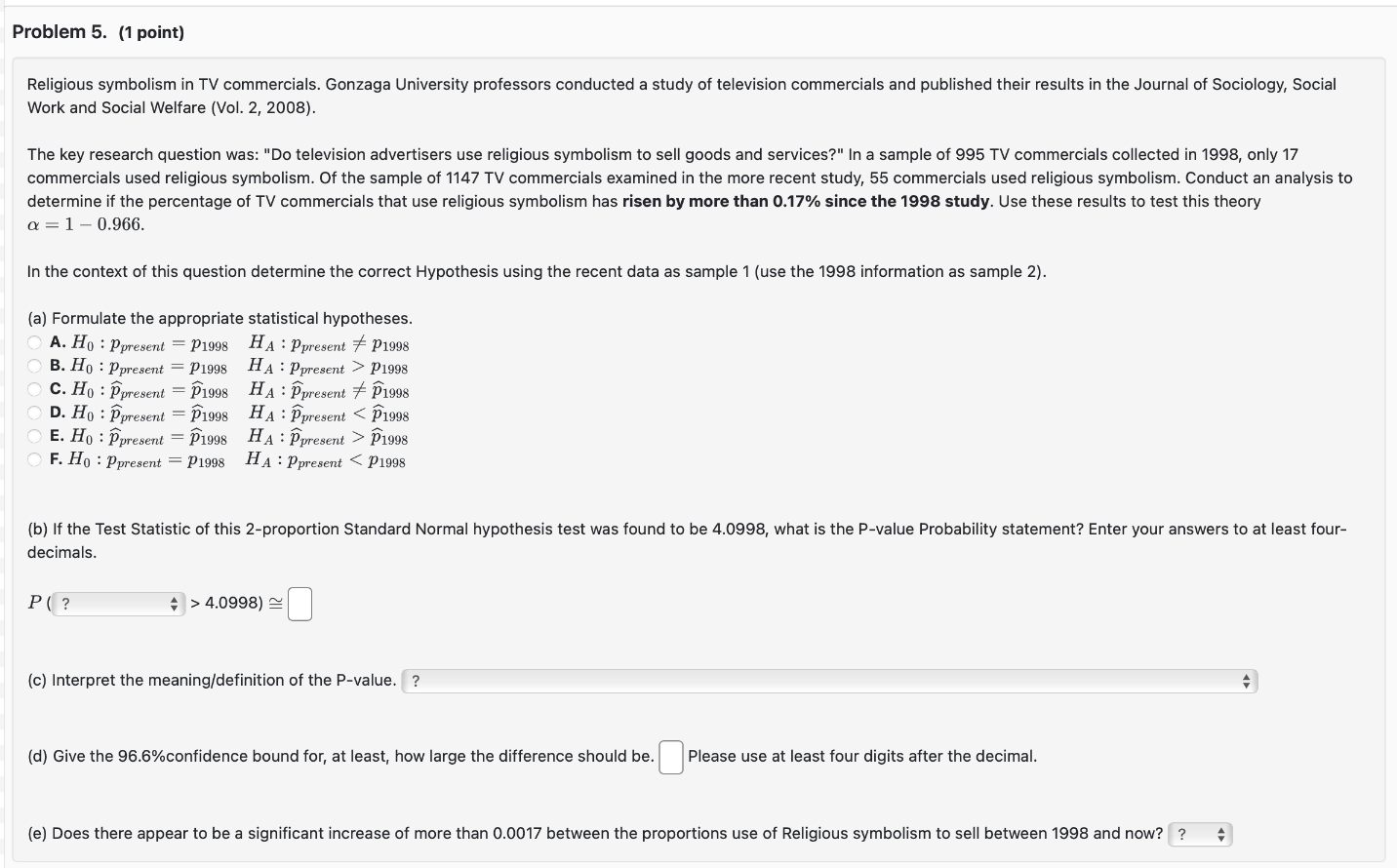 Solved Problem 5. (1 ﻿point)Religious symbolism in TV | Chegg.com