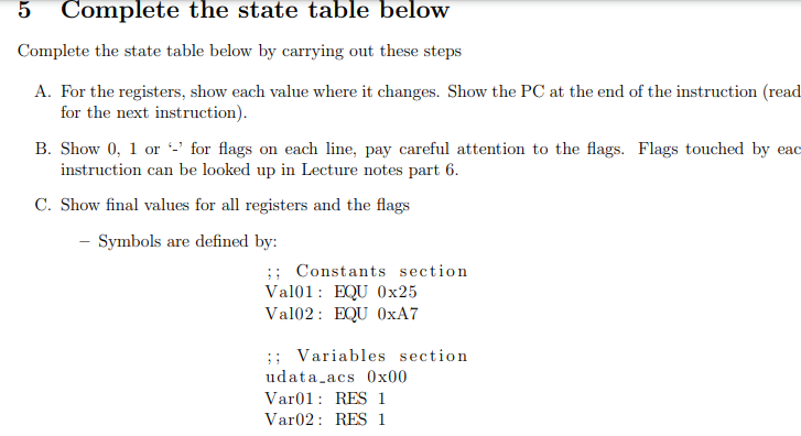 Solved 5 Complete the state table below Complete the state | Chegg.com