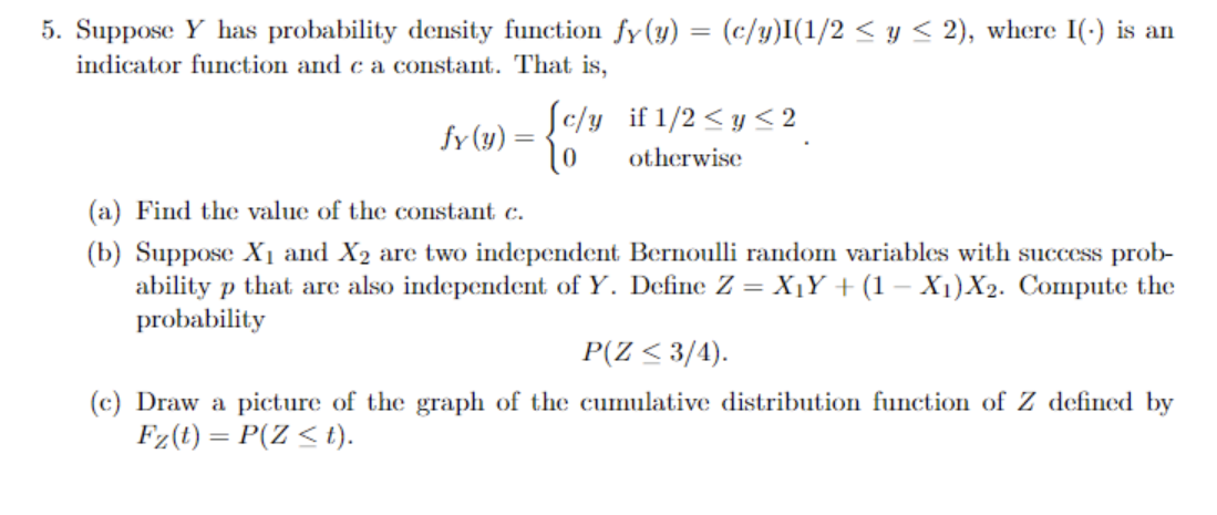 5. Suppose Y has probability density function | Chegg.com