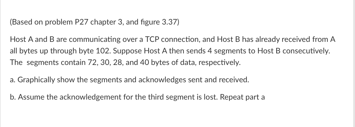Solved Host A and B are communicating over a TCP connection, | Chegg.com