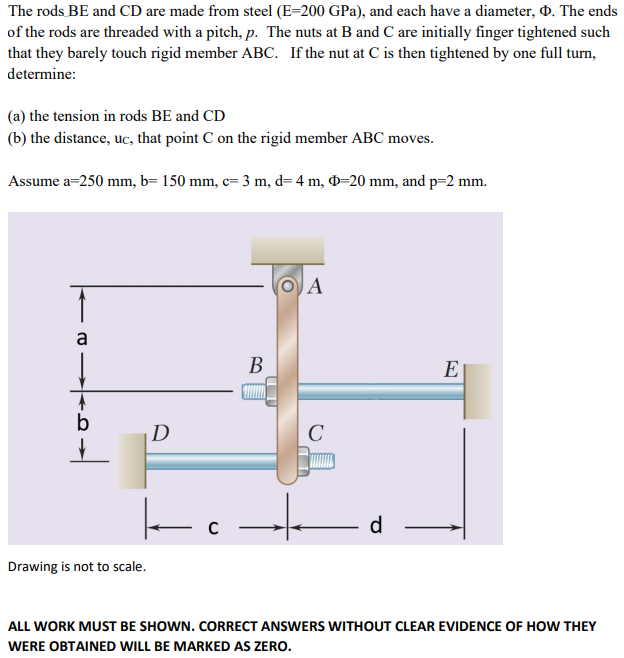 Solved The rods BE and CD are made from steel (E=200 GPa), | Chegg.com