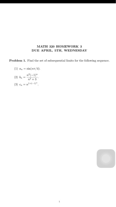 Solved Find the set of subsequential limits for the | Chegg.com
