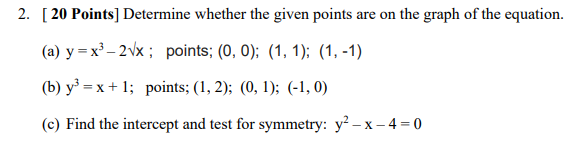 Solved 2 20 Points Determine Whether The Given Points 7611