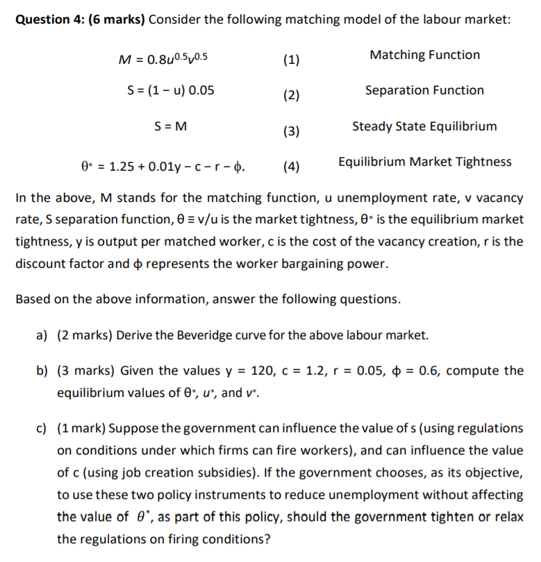 Solved Question 4: (6 marks) Consider the following matching | Chegg.com