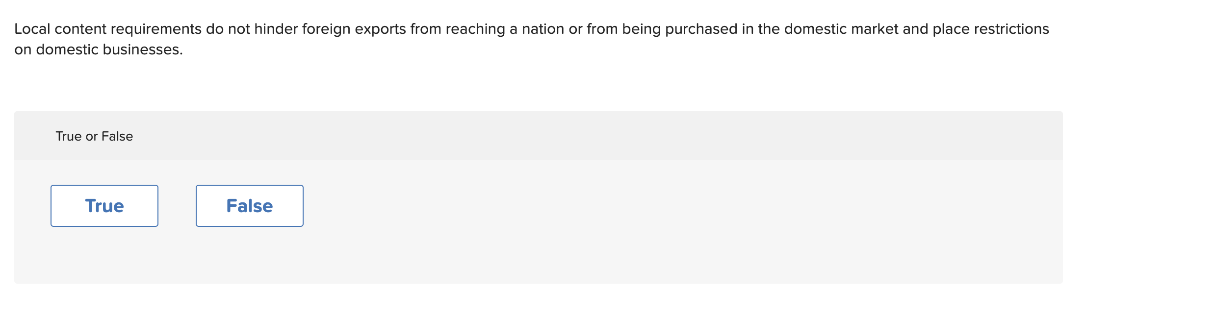 Solved Local content requirements do not hinder foreign | Chegg.com
