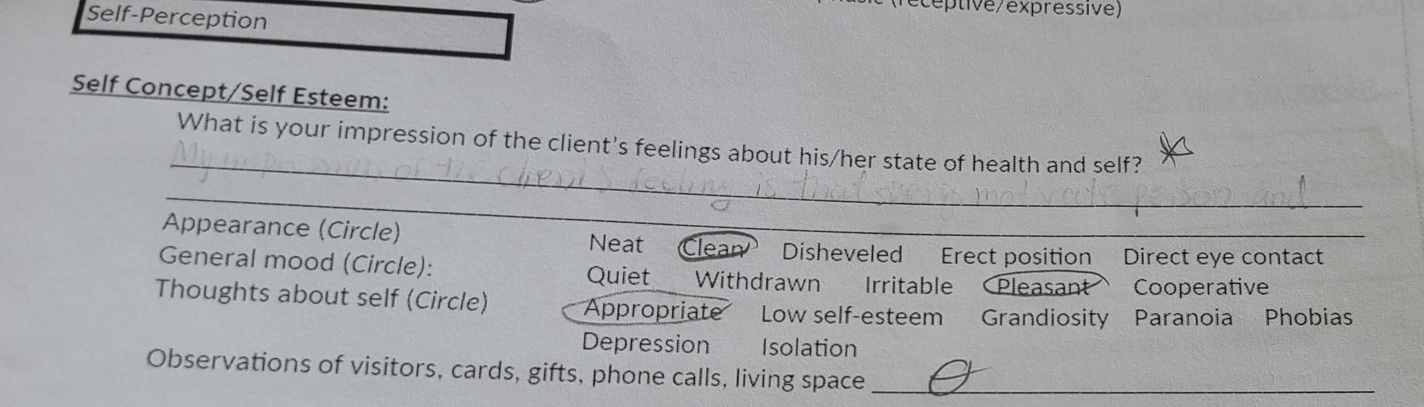 Solved Self-Perception ve/expressive) Self Concept/Self | Chegg.com