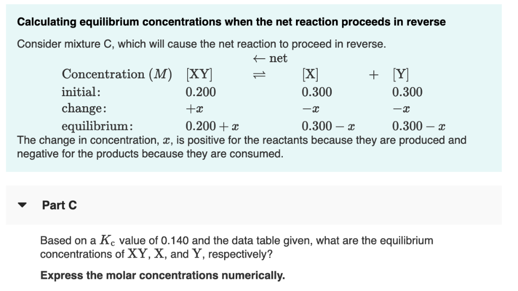 Solved Calculating equilibrium concentrations when the net | Chegg.com