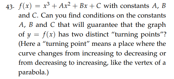 Solved 43. f(x)=x3+Ax2+Bx+C with constants A,B and C. Can | Chegg.com
