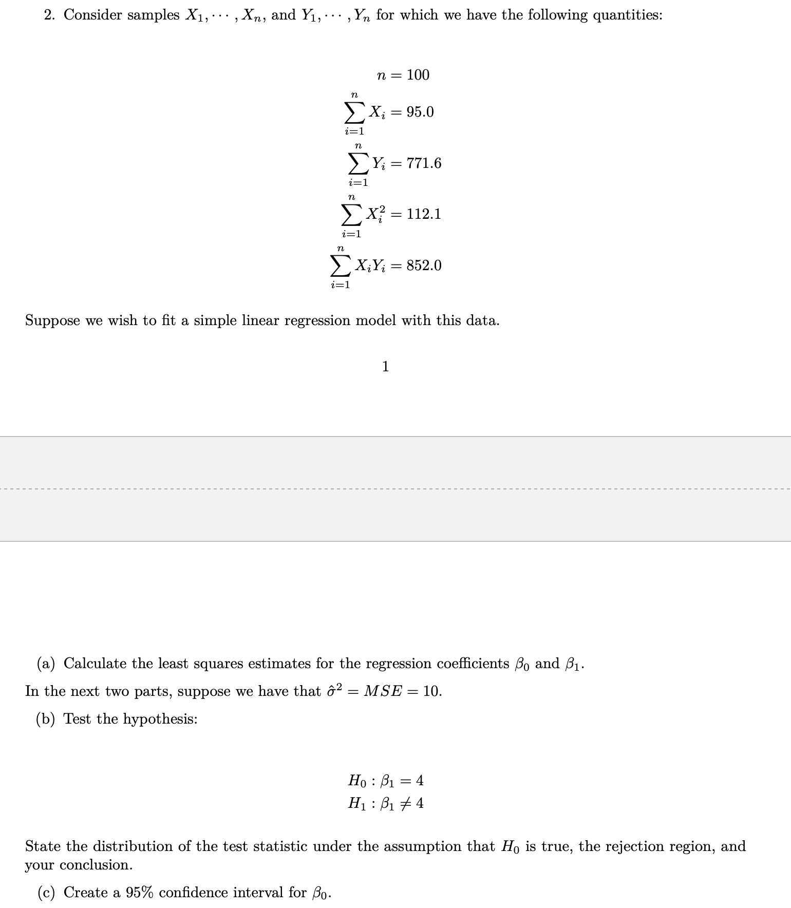 Solved 2. Consider samples X1,⋯,Xn, and Y1,⋯,Yn for which we | Chegg.com