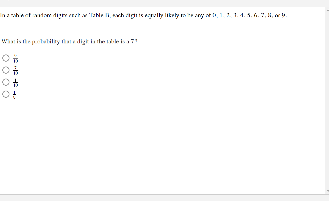 Solved In A Table Of Random Digits Such As Table B Each