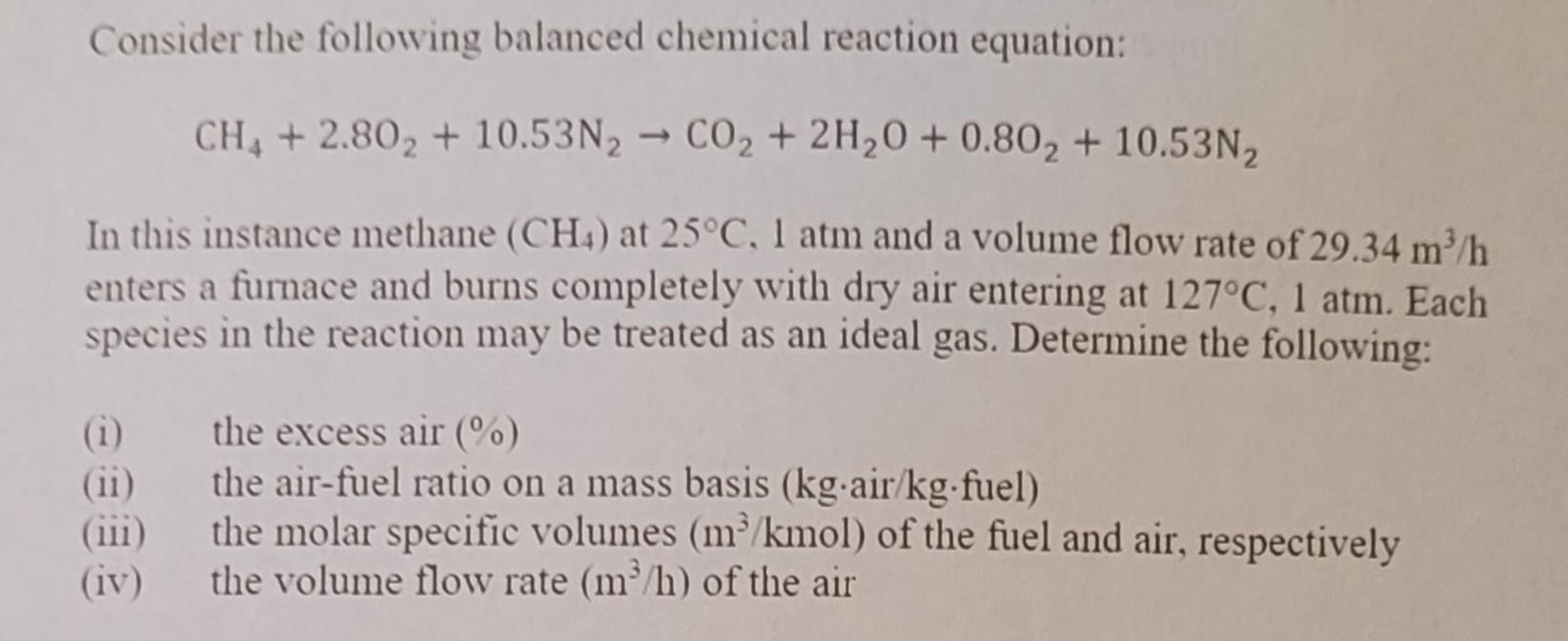 Solved Consider the following balanced chemical reaction | Chegg.com