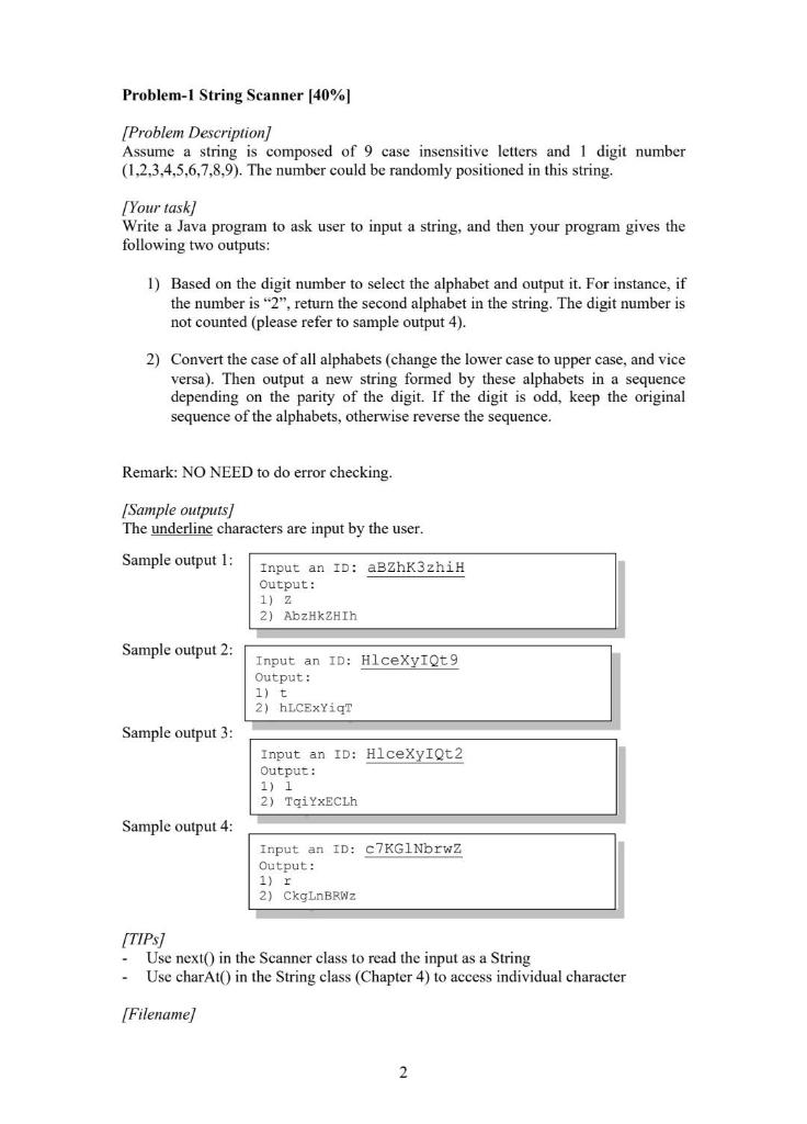 Solved Problem-1 String Scanner [40\%] [Problem Description] | Chegg.com