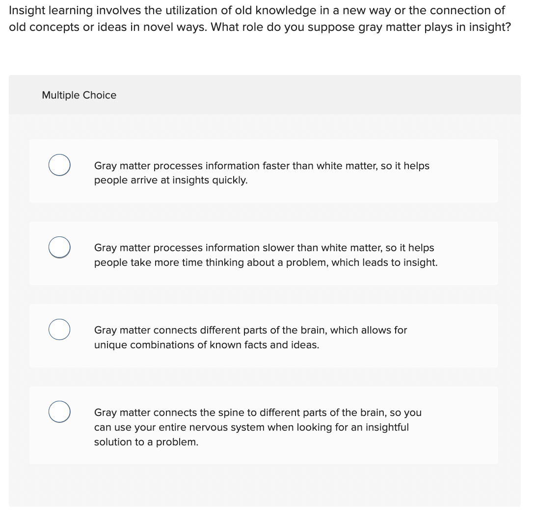 Solved Insight learning involves the utilization of old | Chegg.com