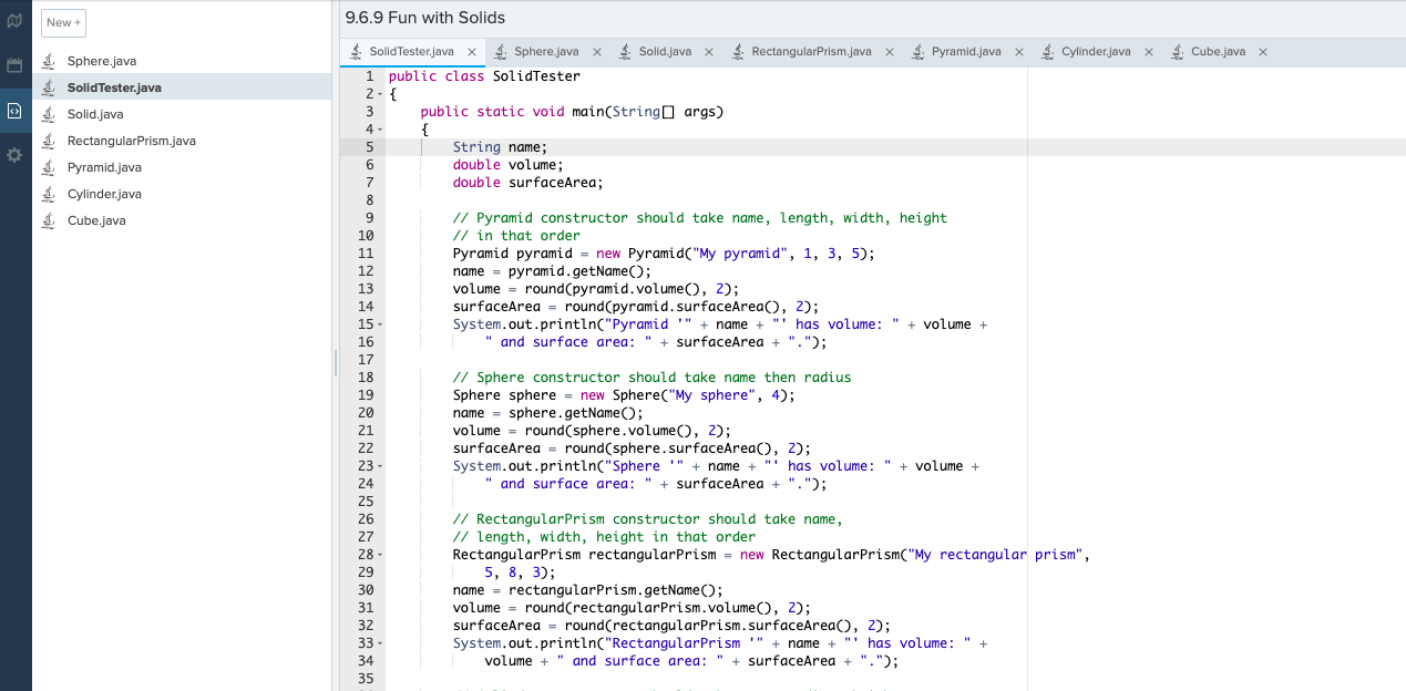 Solved Given the Solid class, extend it with: Pyramid | Chegg.com