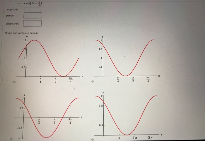 Solved Flnd the amplitude, period, and phase shift of the | Chegg.com