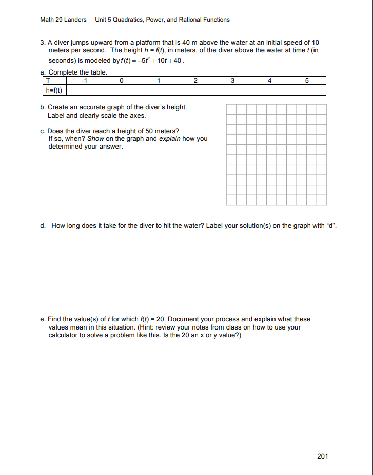 Solved Math 29 Landers Unit 5 Quadratics, Power, and | Chegg.com