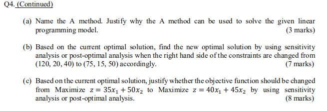 Solved Consider the following linear programming model: | Chegg.com