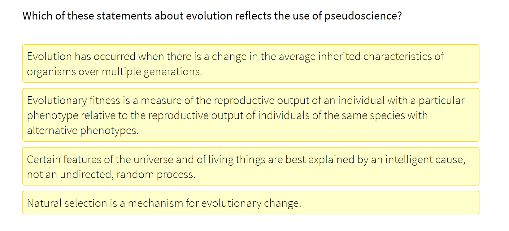 Solved Which of these statements about evolution reflects | Chegg.com