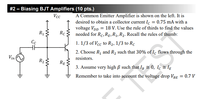 Solved #2 - ﻿Biasing BJT Amplifiers (10 ﻿pts.)A Common | Chegg.com