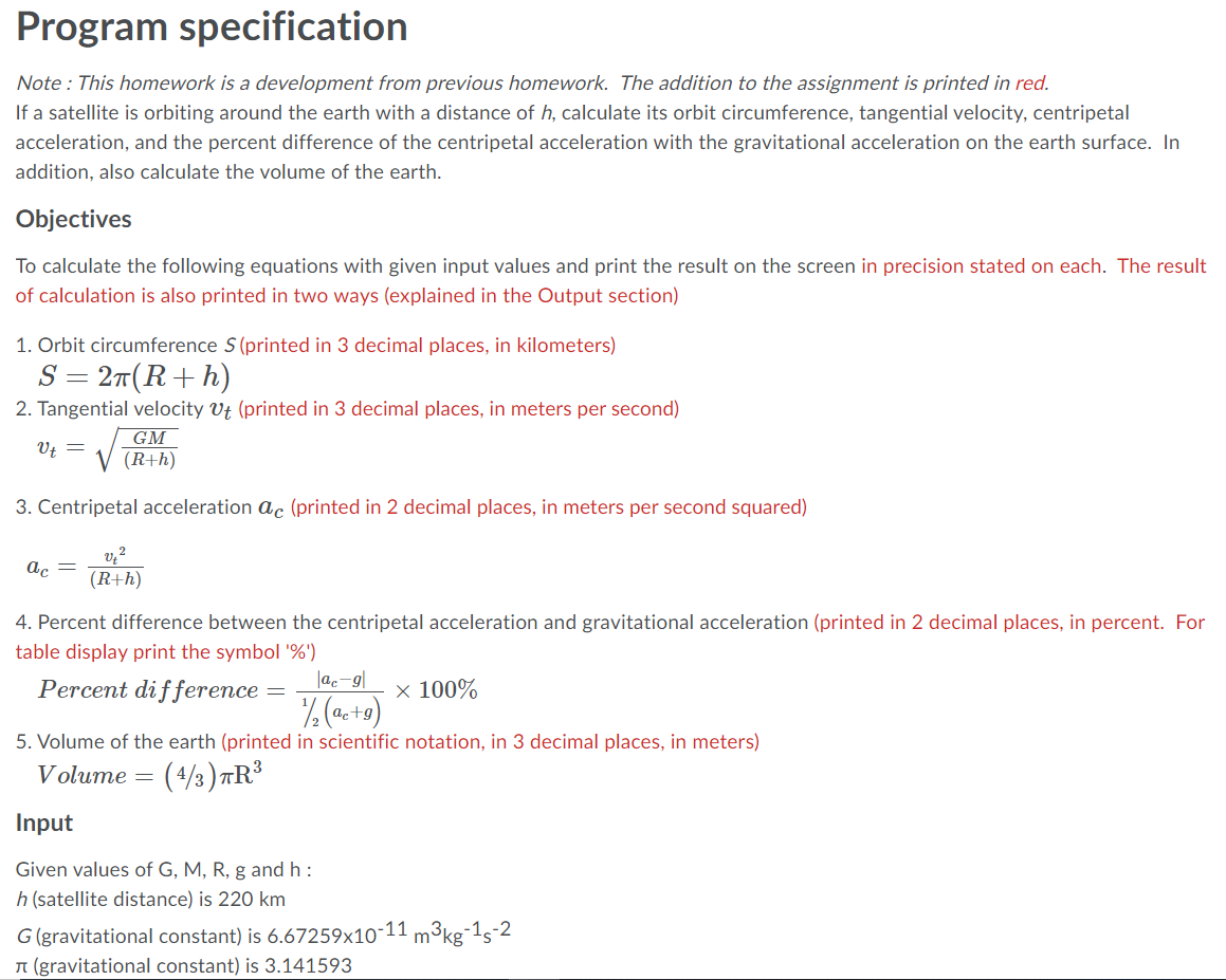 Solved Program specification Note: This homework is a | Chegg.com