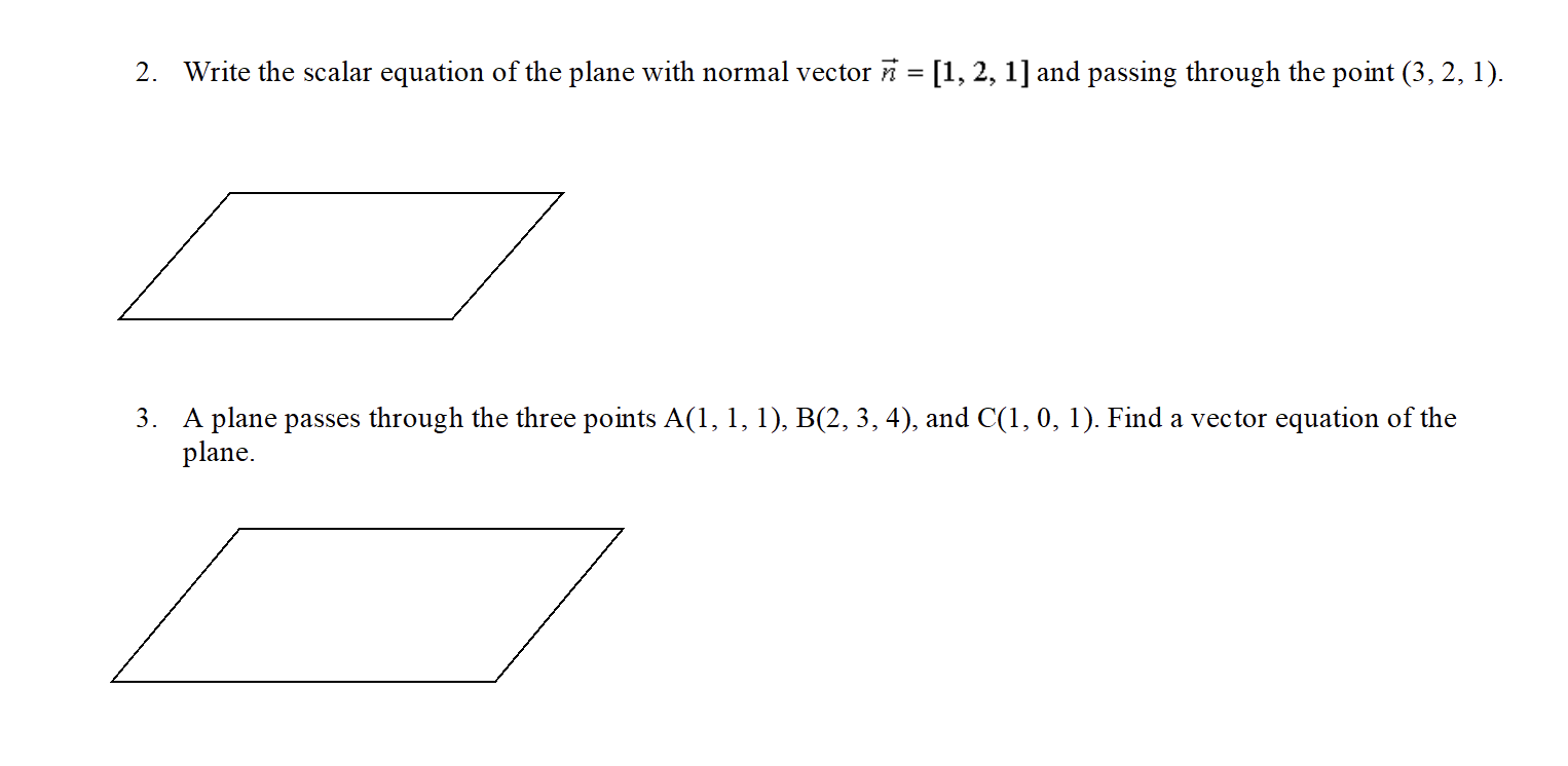 Solved 2. Write the scalar equation of the plane with normal | Chegg.com
