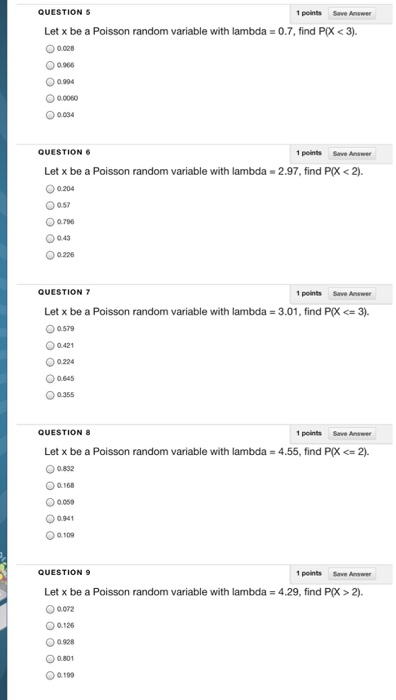 Solved Let x be a Poisson random variable with lambda = 0.7, | Chegg.com
