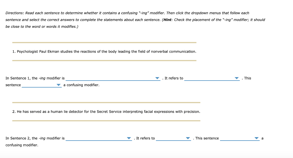 Directions: Read each sentence to determine whether | Chegg.com