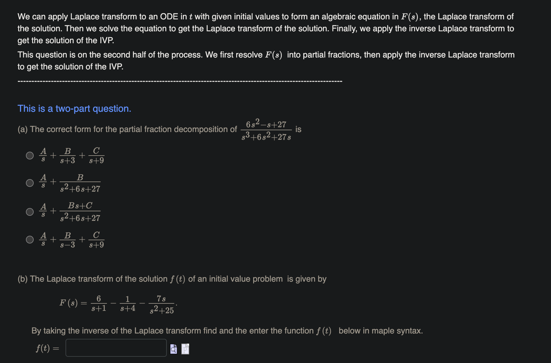 Solved We can apply Laplace transform to an ODE in t with | Chegg.com