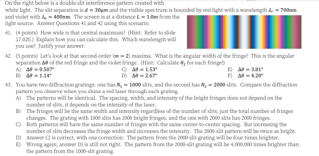 Solved On the right below is a double-slit interference | Chegg.com