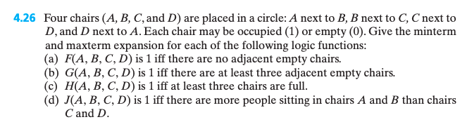 Solved 4.26 Four chairs (A, B, C, and D) are placed in a | Chegg.com