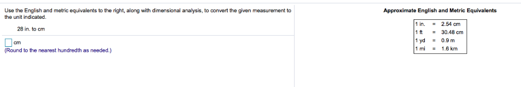 Solved 1 1 Use the English and metric equivalents to the | Chegg.com