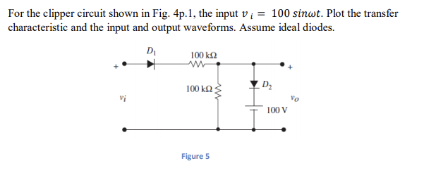 Solved For the clipper circuit shown in Fig. 4p.1, the input | Chegg.com