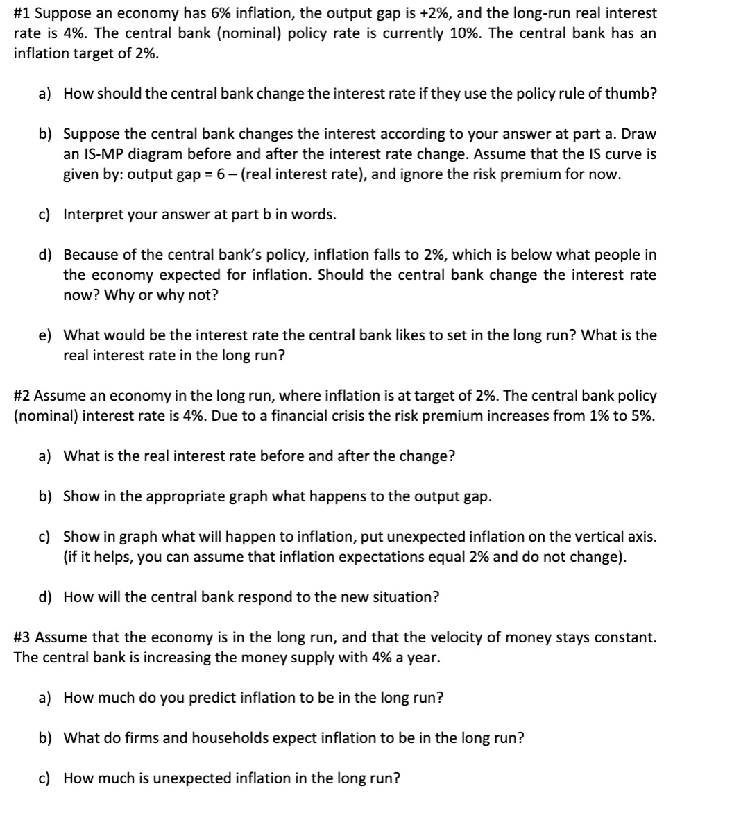 Solved \\( \\# 1 \\) Suppose an economy has \6 inflation, | Chegg.com