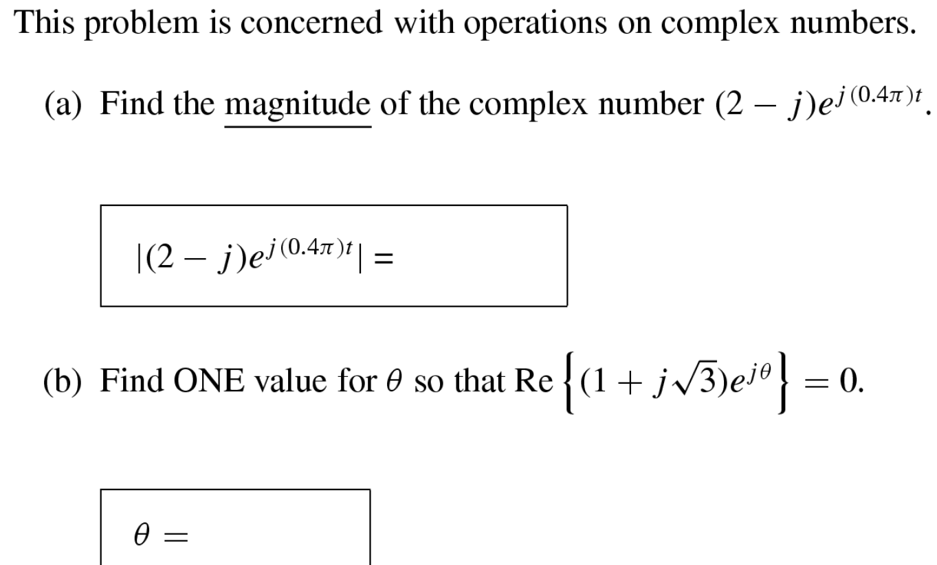 Solved This problem is concerned with operations on complex | Chegg.com