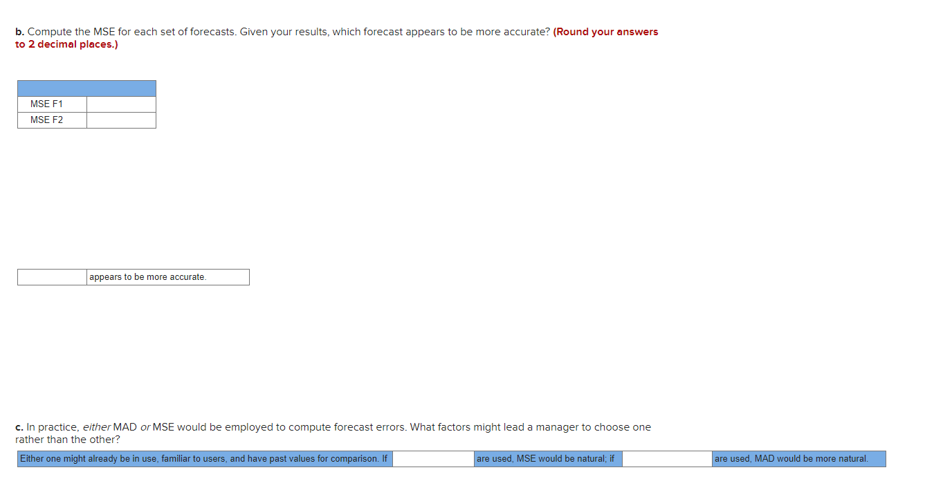 Solved Problem 3-21 (Static) Two different forecasting | Chegg.com