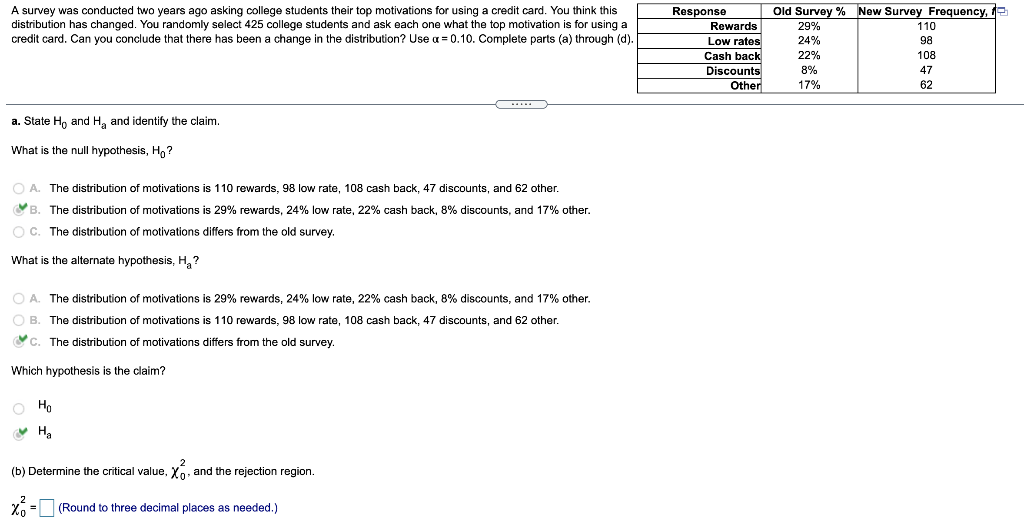 Solved B) Determine the critical value, X 2/0 and the | Chegg.com