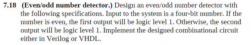 Solved 7.18 (Even/odd number detector.) Design an even/odd | Chegg.com