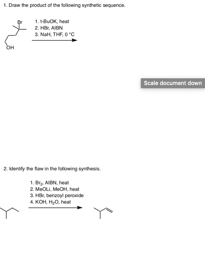 Solved 1. Draw the product of the following synthetic | Chegg.com