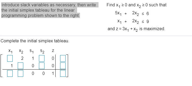 Solved Introduce slack variables as necessary, then write | Chegg.com