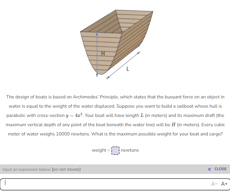 Solved The design of boats is based on Archimedes' | Chegg.com