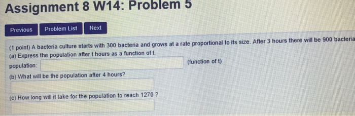 Solved Assignment 8 W14 Problem 5 Previous Problem List 4201