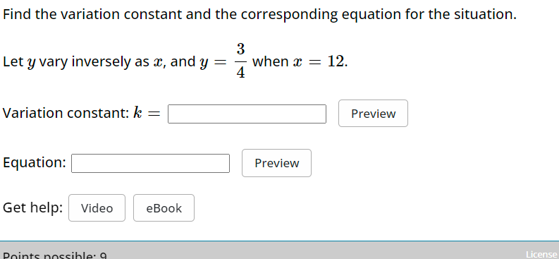 Solved Find the variation constant and the corresponding | Chegg.com