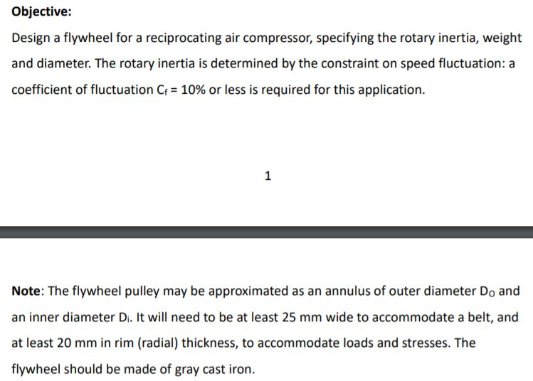 Objective: Design a flywheel for a reciprocating air | Chegg.com